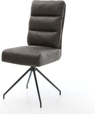 DELIFE Esszimmerstuhl Pela-Flex Mikrofaser Anthrazit Vintage Kreuzgestell konisch Schwarz Taschenfederkern, Esszimmerstühle