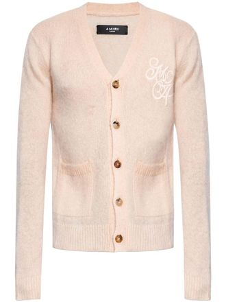 Amiri cardigan &agrave; logo brod&eacute; - Tons neutres