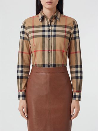 Burberry Chemise en coton &agrave; motif check et col fran&ccedil;ais