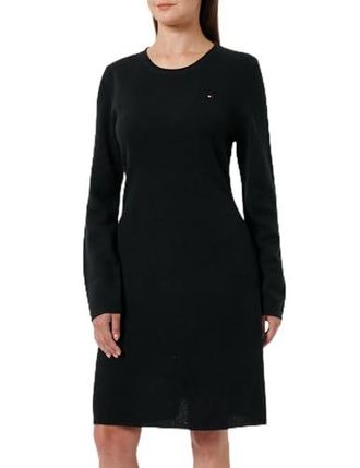 Tommy Hilfiger Robe Pull Femme Soft Wool Flared Sweater Dress Manches Longues, Noir (Black), XL