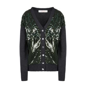 Jucca Femme, Pulls, Vert, Taille: 36 FR Sequin Front Panel Cardigan