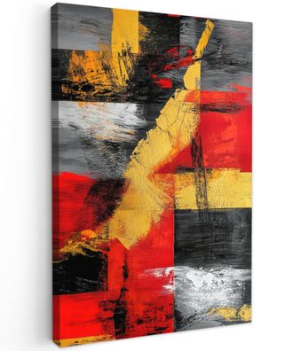 MuchoWow © Bild auf Leinwand Groß 80x120 cm XXL Schlafzimmer Bilder Badezimmer Wand Deko Wohnzimmer Modern Wanddeko Bilderwand Geschenk Abstrakte Kunst - Gold 