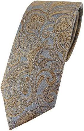 TigerTie Cravate en soie design marron doré gris argenté à motifs cachemire, Marron doré gris argenté, Taille Unique