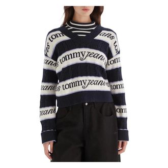 Tommy Jeans Femme, Pulls, Multicolore, Taille: 42 FR Logo Stripe V-Neck Sweater