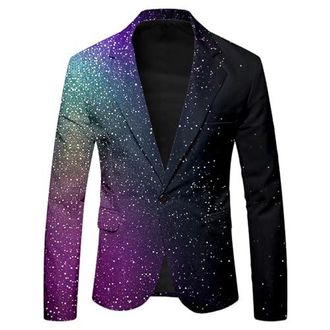 Generic Veste pour homme - Aspect &agrave; paillettes imprim&eacute; - Effet scintillant - Veste de costume pour carnaval, f&ecirc;te - Coupe ajust&eacute;e - Blazer pour spectacle - Co