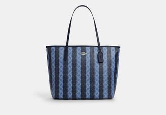 Coach Gro&szlig;e City Tote Aus Signature-Canvas Mit Streifen