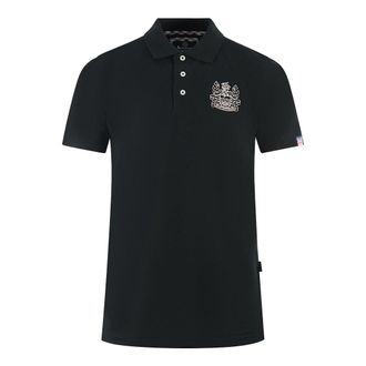 Aquascutum Branded Sleeve Schwarzes Poloshirt