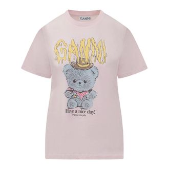 Ganni Femme, Tops, Rose, Taille: 40 FR Cowboy Bear T-Shirt