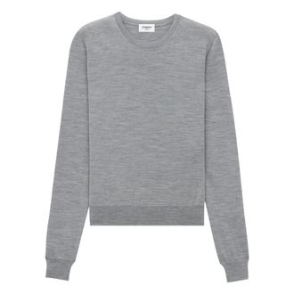 Saint Laurent Grauer Woll-Crewneck-Pullover - - Knitwear - Damen - Grau - M