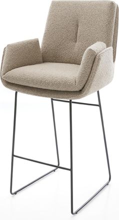DELIFE Barstuhl Clea-Flex Boucl&eacute; Schlamm Kufengestell Metall Schwarz, Barst&uuml;hle
