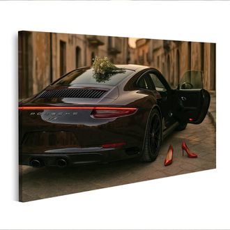 Islandburner Prime Bild auf Leinwand Porsche Hochzeitsszene Abendd&auml;mmerung elegante Atmosph&auml;re - Leinwand 100x57cm