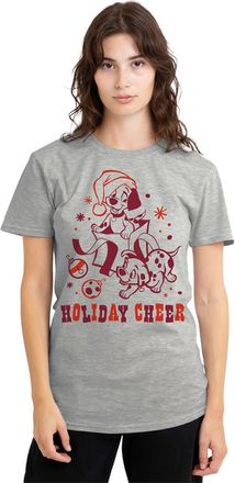Disney Damen 101 Dalmatians Christmas Holiday Cheer Dogs Ladies, Athletic Heather T-Shirt, XXL