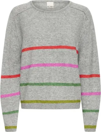 Ichi Ichi - IHDasila LS4 Tricot Col Rond - Femme - Pulls - Multicolore - Taille: 38 FR