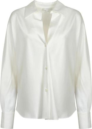 Vince Femme, Blouses et Chemises, Blanc, Taille: 42 FR Chemise Boutonn&eacute;e &agrave; Col en Soie