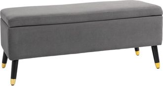 HOMCOM Sitzbank, Polsterbank mit Stauraum, Truhenbank, Metall, Schaumstoff, Kautschukholz, Kohlegrau, 110 x 43 x 45 cm - Homcom