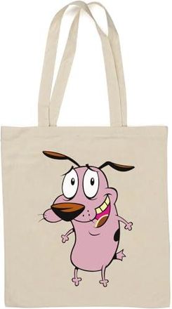 Generic Happy Pink Dog Sac fourre-tout en coton naturel Blanc