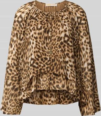 Michael Kors Regular Fit Bluse im Allover-Look mit Schn&uuml;rung