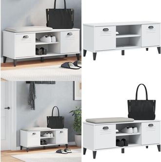 vidaXL Banc &agrave; chaussures viken blanc 106x35x45 cm bois massif de pin - Meuble Entr&eacute;e - Meuble Chaussure - Rangements Chaussures - Banc &agrave; Chaussures