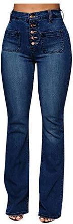 Generic Jean évasé bootcut pour femme - Taille haute - Boutons extensibles - Bas clochette - Pantalon en jean skinny - Jambe large - Pantalon de travail - Pan