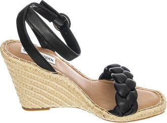 Steve Madden Femme, Chaussures, Noir, Taille: 35 1/2 EU Sandales en cuir noir avec bride de cheville
