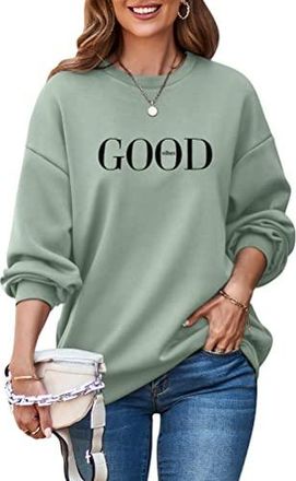 ORANDESIGNE Femme Lettre Imprimé Sweatshirts Oversized Pull À Manches Longues Hiver Sweat Col Rond Pullover Mode Chemise Fille Sweat sans Capuche Automne et Hiver