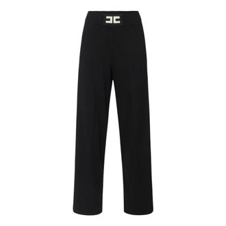 Elisabetta Franchi Viskosehose mit gl&auml;nzenden B&auml;ndern - - Trousers - Damen - Schwarzk - S