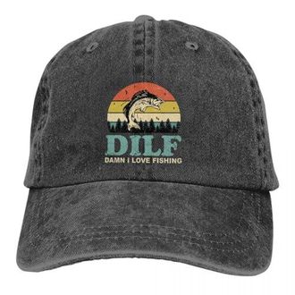 Generic Casquette de baseball multicolore chapeau &agrave; visi&egrave;re pour femme DILF Damn I Love Fishing r&eacute;tro vintage coucher de soleil cadeau amusant classique perso