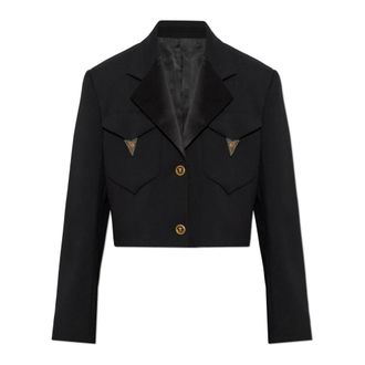Versace Woll-Cropped-Blazer - - Jackets - Damen - Schwarzk - S