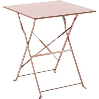 Oviala Table de jardin pliante bistrot en acier 60 cm rose poudr&eacute;