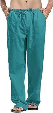 Generic Pantalon de marche en lin pour homme - Pantalon de travail extensible - Pantalon cargo pour homme - Coupe droite - Pantalon de jogging pour homme, Ver