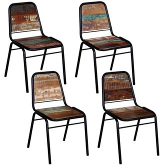 vidaXL Vidaxl - Chaises &agrave; manger lot de 4 bois de r&eacute;cup&eacute;ration solide