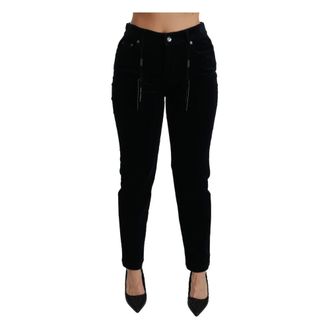 Dolce & Gabbana Femme, Jeans, Bleu, Taille: 34 FR Jean Skinny en Velours C&ocirc;tel&eacute; Taille Moyenne
