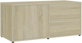 Les Tendances Meuble TV 1 porte 2 tiroirs bois ch&ecirc;ne clair Ressi 80cm