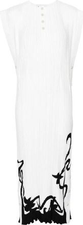 Lanvin Femme, Robes, Blanc, Taille: 38 FR Robe Midi Pliss&eacute;e Sans Manches