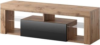 Selsey TV Schrank Board Sideboard Fernsehtisch Fernsehschrank 140 cm Stehend Eiche Lancelot Schwarz Bianko