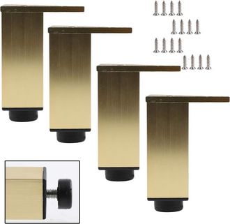 Generic Metalltischbeine, Möbelbeine aus Aluminiumlegierung, goldene Sofabeine, höhenverstellbare TV-Schreibtischtischbeine, Schrankbeine, Couchtischbeine, 4 