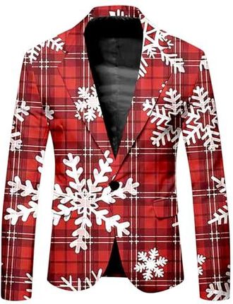 Generic Costume à imprimé pour Homme, thème de Noël, Style de Divertissement décontracté, célébration, Rassemblement, fête Costard Homme Veste