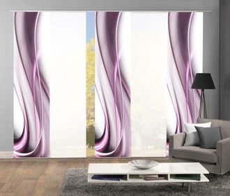 Home Fashion 95348, 5er-Set Schiebegardinen ONDA Blickdicht & transparenter, 245x60 cm, Farbe:Beere