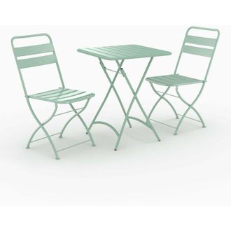 Rendez-Vous D&eacute;co Table et chaises de jardin 2 personnes en m&eacute;tal vert - Yumi