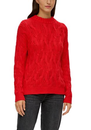 s.Oliver Damen 2138019 Pullover mit Strickmuster, Rot,44