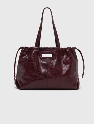 Maje Sac M Tote En Cuir Craquel&eacute; - Rouge - Maje