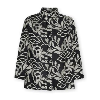Elena Miro Besticktes Baumwollhemd - - Blouses & Shirts - Damen - Schwarzk - 4XL