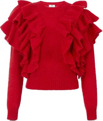 Elisabetta Franchi Pull Col Rond - Rouge