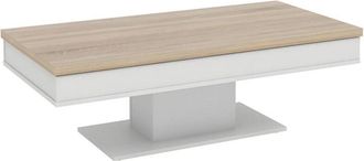 Vente-Unique Vente-unique - Table basse astulia - avec rangements - Blanc - Plateau effet chêne