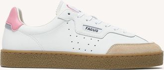 Faguo Baskets cuir et su&egrave;de blanc et rose gris&eacute;