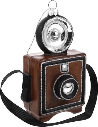 DOITOOL Vintage Kamera Anhänger Weihnachtsbaumschmuck Kleiner Retro Kamera Ornament aus Glas Handgefertigte Tischdekoration und Kreative Foto Requisite für Fe