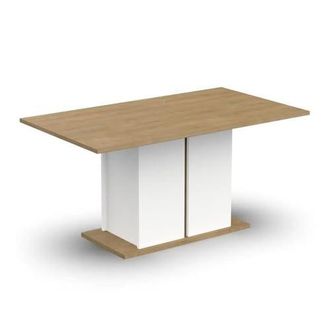 Demeyere Table A Manger 6 Personnes Tendance - Style Scandinave - Coloris Chêne Hamilton & Blanc - 160 x 78 x 90 cm