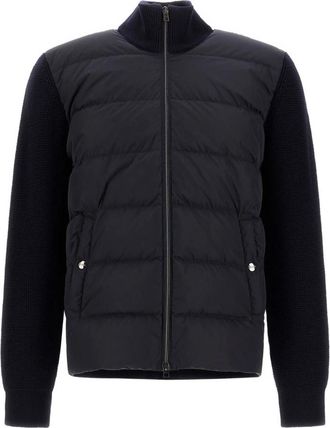 Herno Veste en laine &agrave; texture gaufr&eacute;e et nylon - Homme - Vestes - Bleu - Taille: 2XL