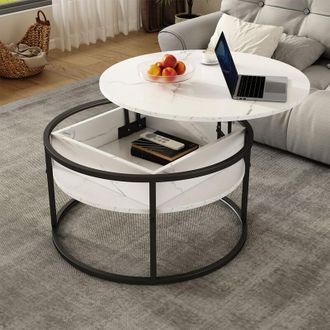 Vicco Table basse Marlo, Marbre blanc, 77x77cm, Vicco