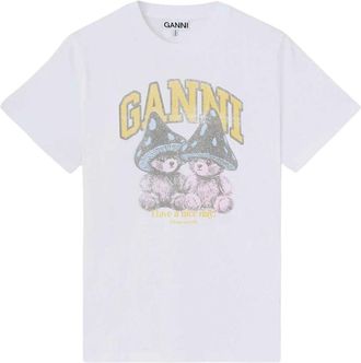 Ganni T-shirt Avec Teddy Champignon - Femme - Tops - Blanc - Taille: 40 FR